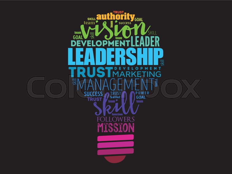 LEADERSHIP light bulb word cloud ... | Stock vector | Colourbox