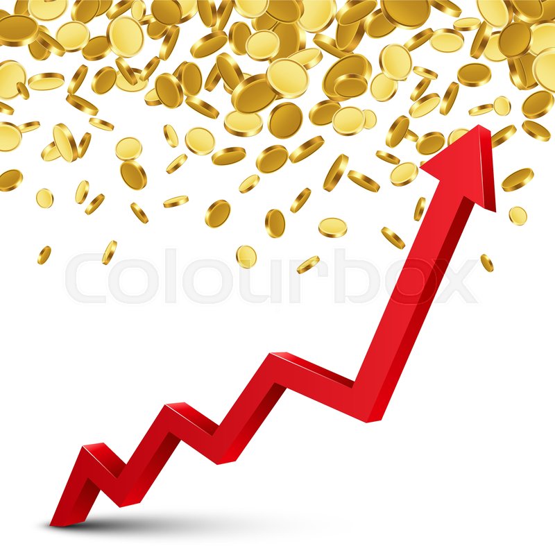 Finance growth chart arrow with gold ... | Stock vector | Colourbox