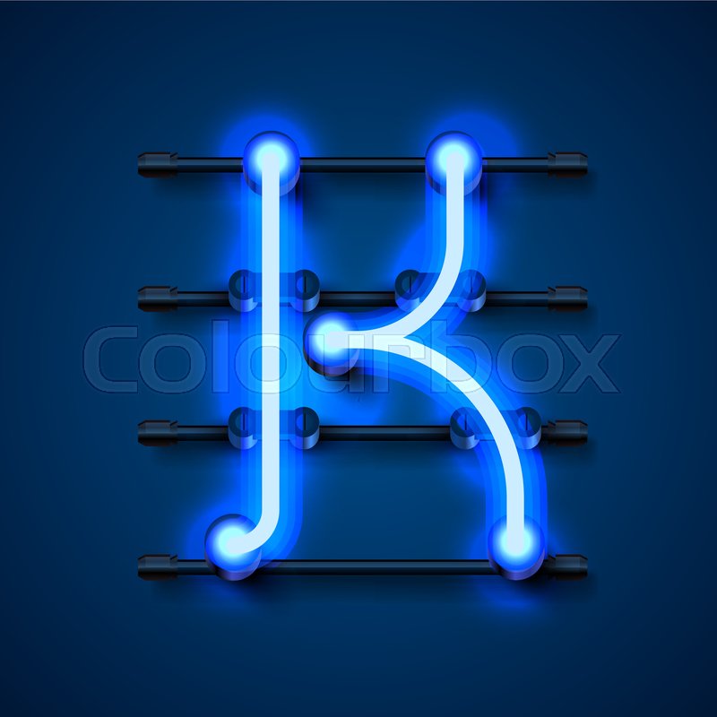 Neon font letter K, art design ... | Stock vector | Colourbox