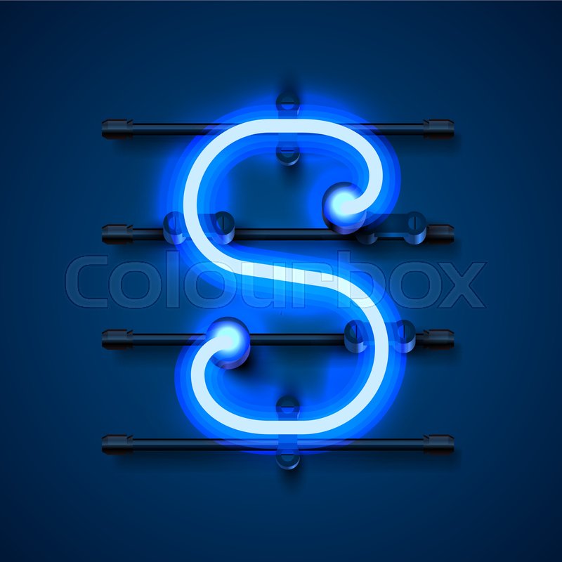 Neon font letter S, art design ... | Stock vector | Colourbox