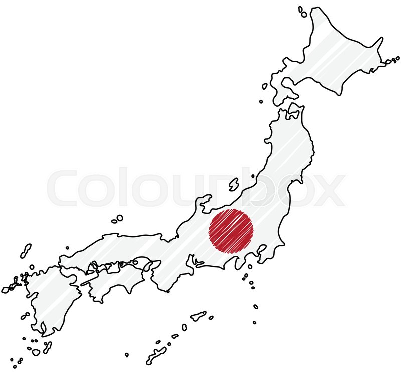 Japan map hand drawn sketch. Vector ... | Stock vector | Colourbox