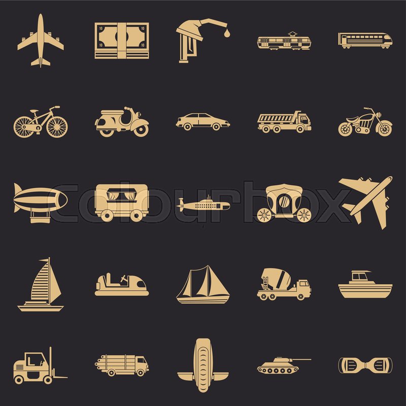 Ride icons set. Simple set of 25 ride ... | Stock vector | Colourbox