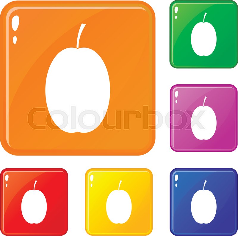 Plum icons set collection vector 6 ... | Stock vector | Colourbox