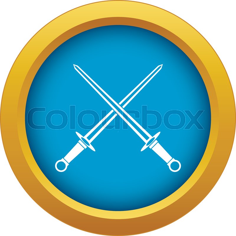 Swords icon blue vector isolated on ... | Stock vector | Colourbox