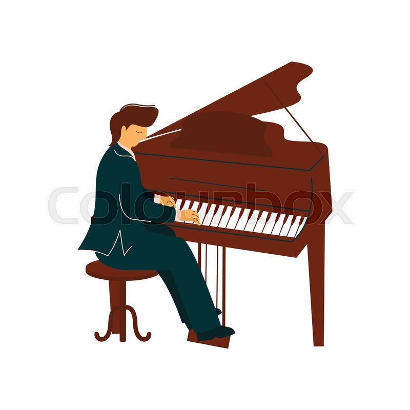 Male Musician Playing Classical Piano, ... | Stock vector | Colourbox