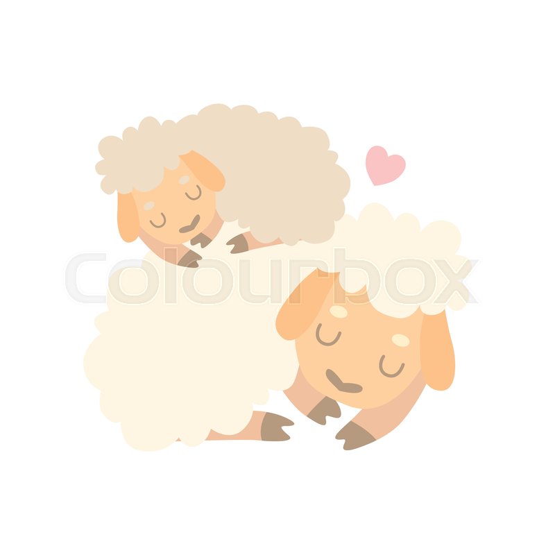 Mother Sheep and Baby Lamb, Cute ... | Stock vector | Colourbox
