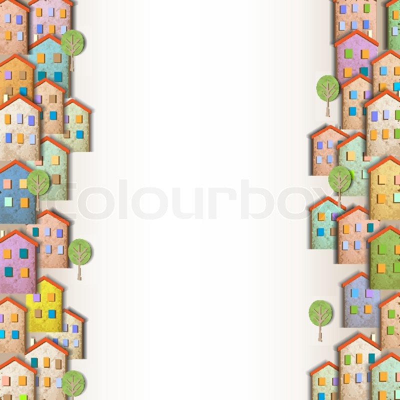 Borders of colorful homes | Stock Vector | Colourbox