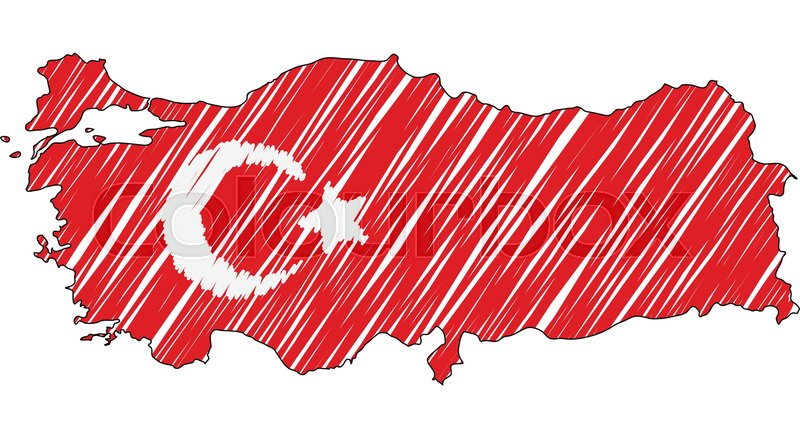 Turkey map hand drawn sketch. Vector ... | Stock vector | Colourbox