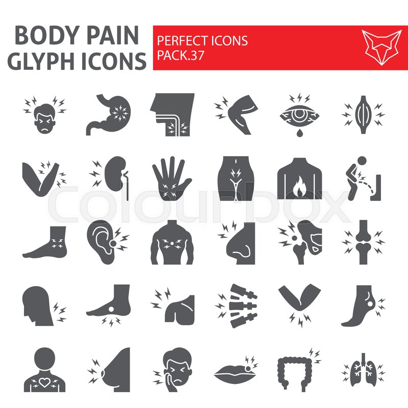Body pain glyph icon set, organs ache ... | Stock vector | Colourbox