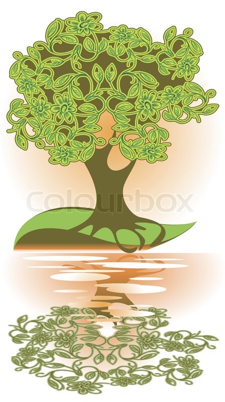 Reflexion der Baum im Wasser | Stock-Vektor | Colourbox