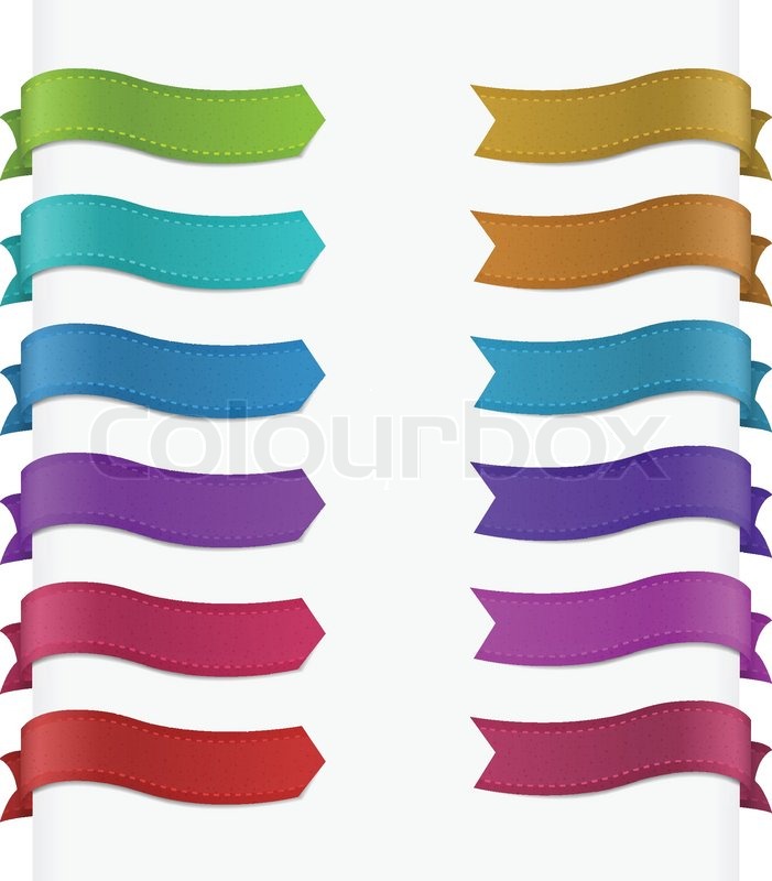 Set of 12 quality textured ribbons | Stock vector | Colourbox