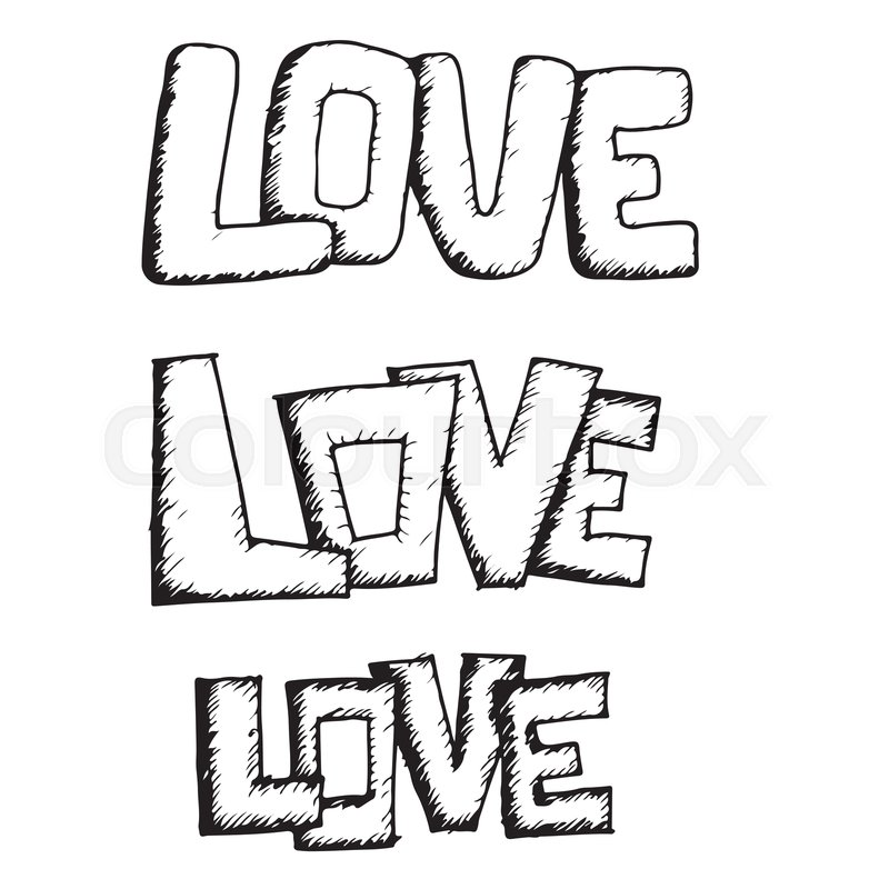 Love handwritten lettering design ... | Stock vector | Colourbox