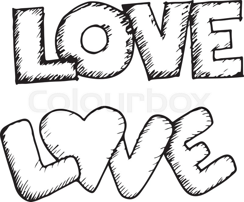 Love handwritten lettering design ... | Stock vector | Colourbox
