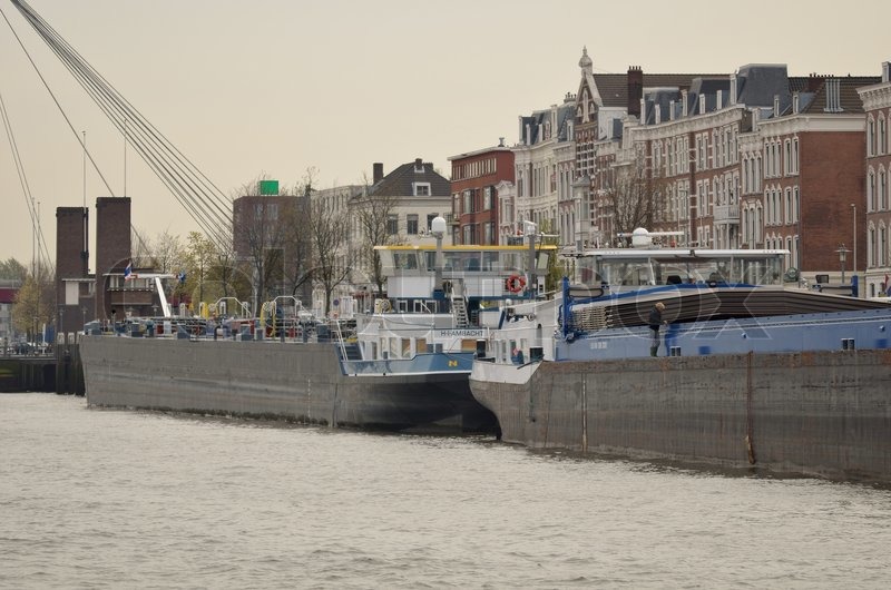 Big barges in Rotterdam | Stock foto | Colourbox