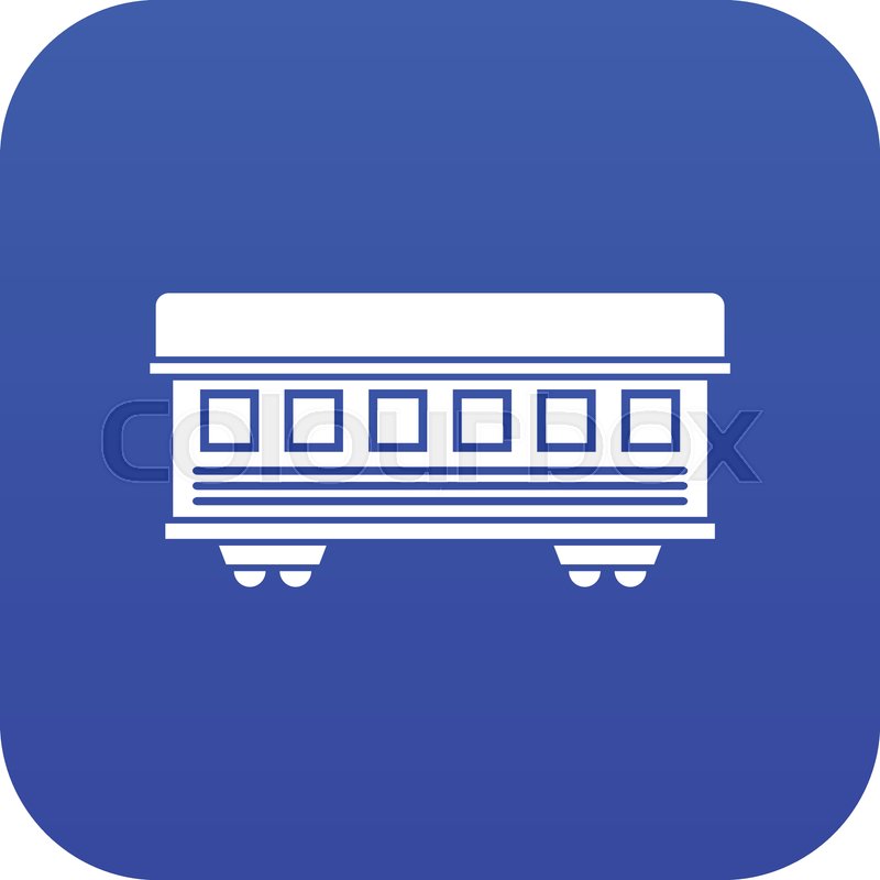 Passenger train car icon digital blue ... | Stock vector | Colourbox