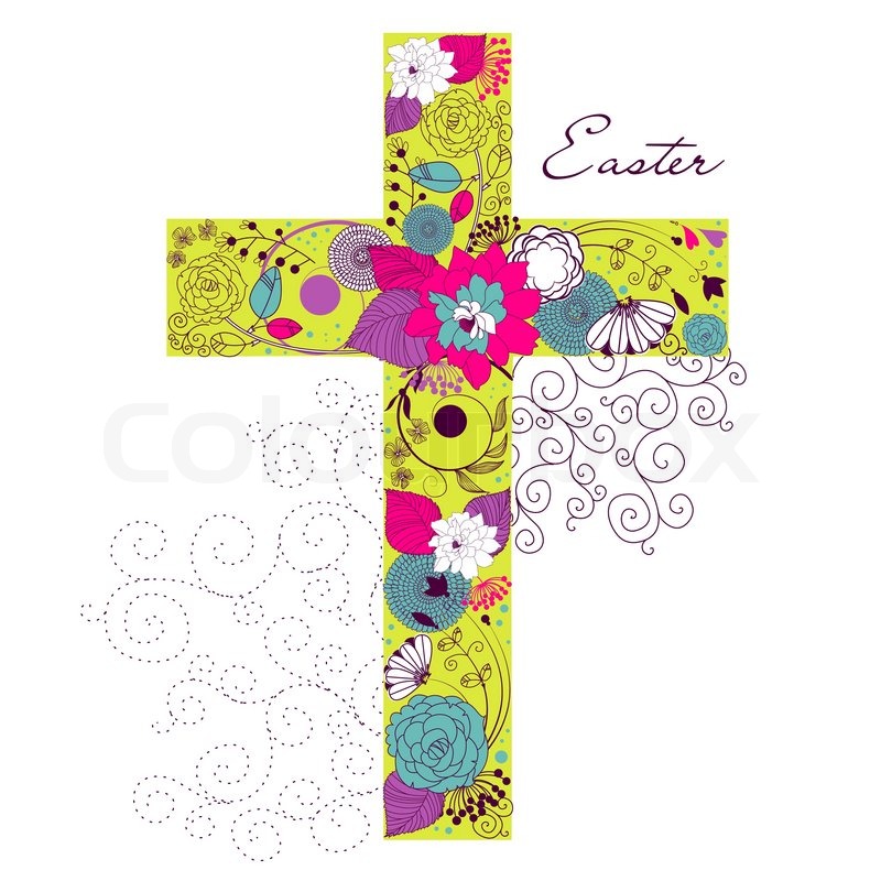 Beautiful cross made from flowers | Stock vector | Colourbox