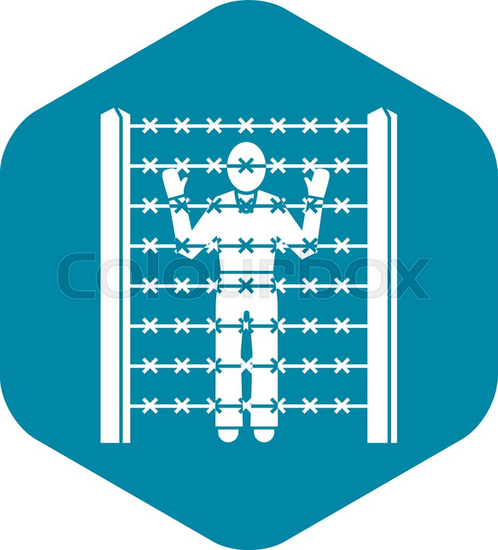 Migrant man at border icon. Simple ... | Stock vector | Colourbox