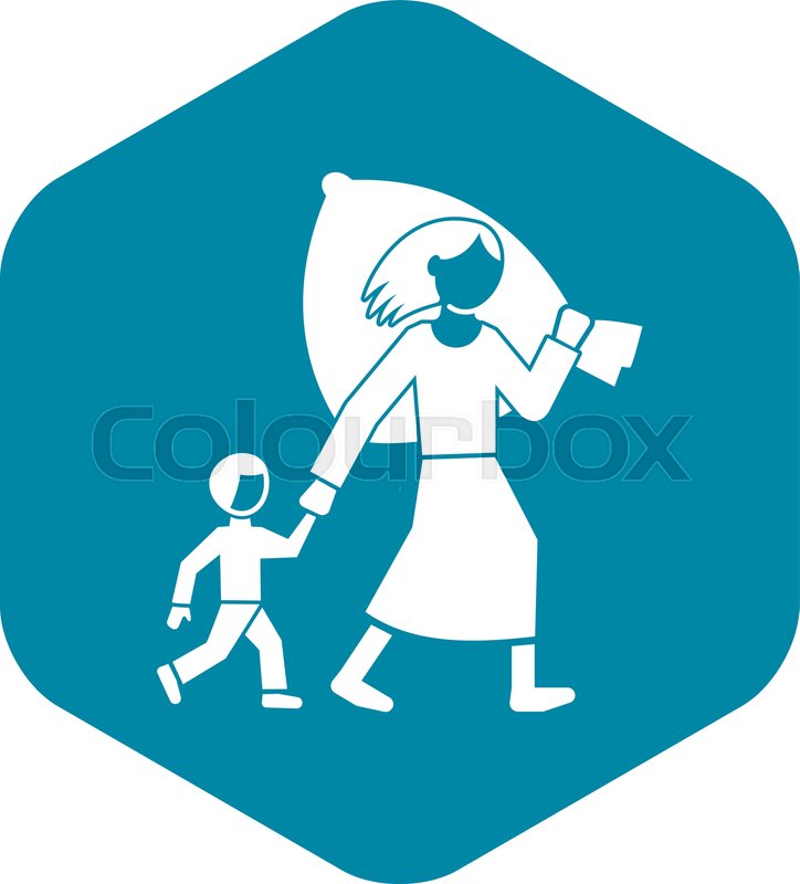 Migrant mother kid icon. Simple ... | Stock vector | Colourbox