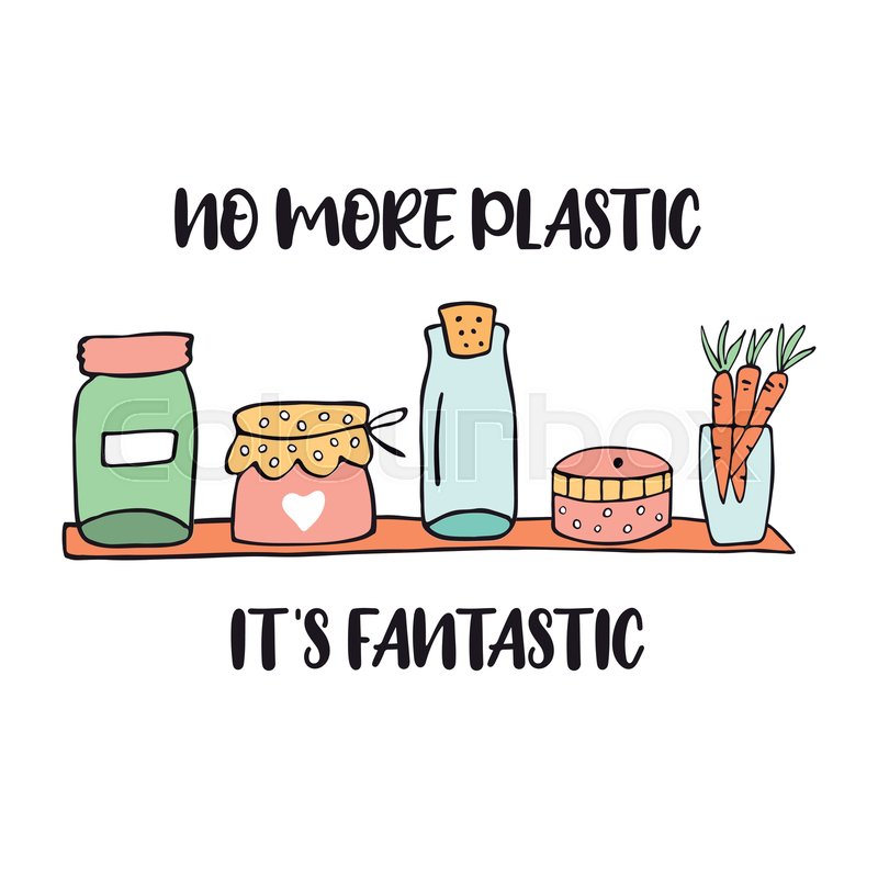 No plastic poster with plastic free ... | Stock vector | Colourbox