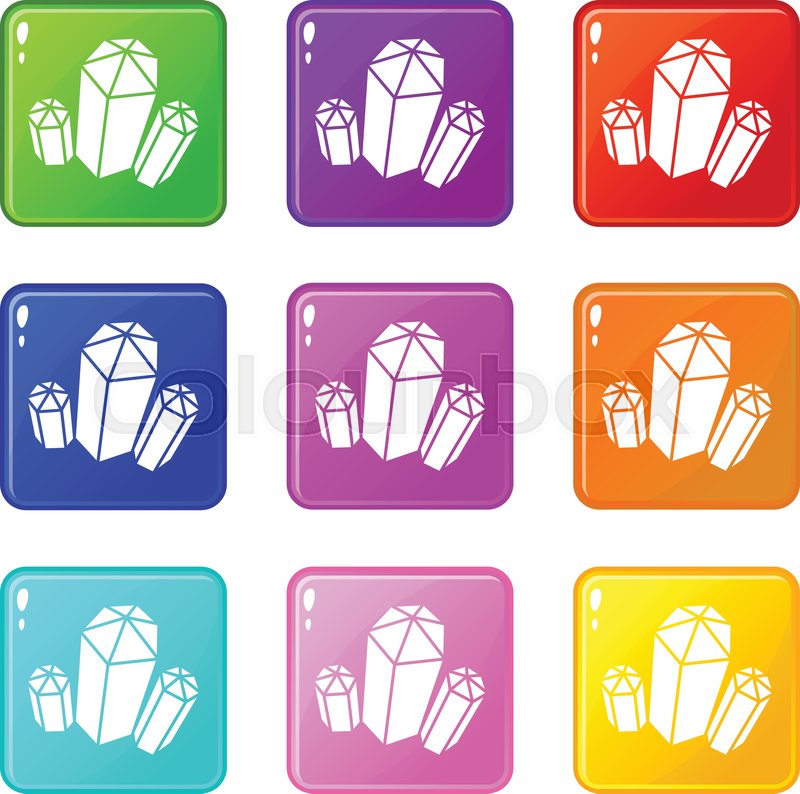 Diamond icons set 9 color collection ... | Stock vector | Colourbox