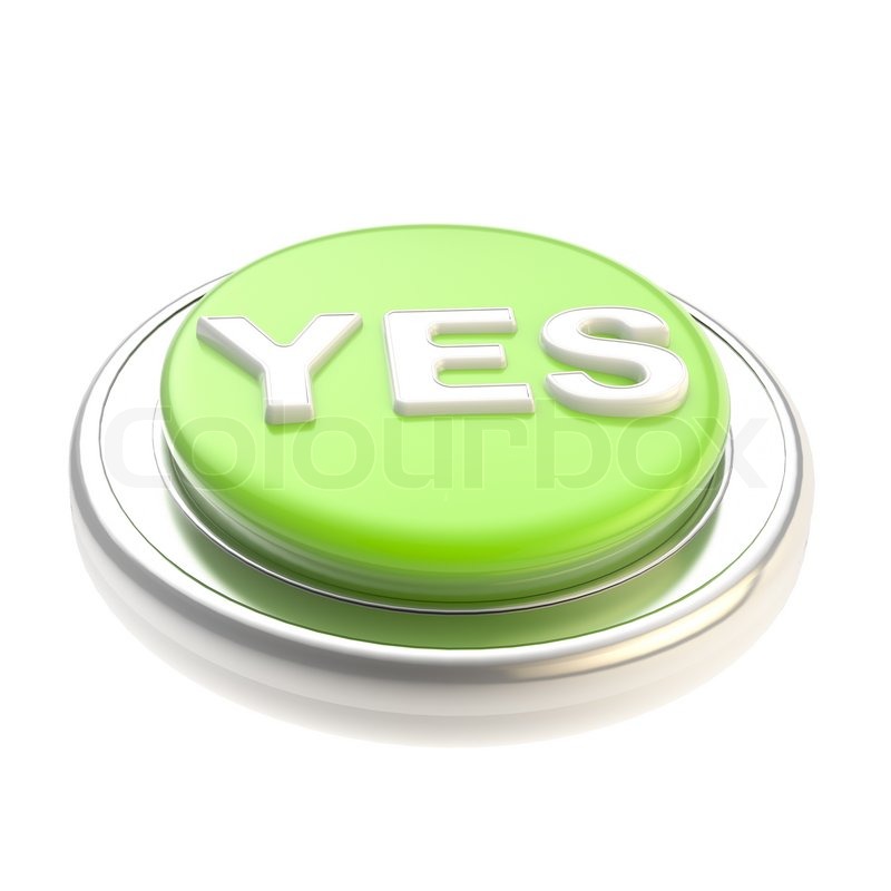 Green yes button glossy isolated | Stock image | Colourbox