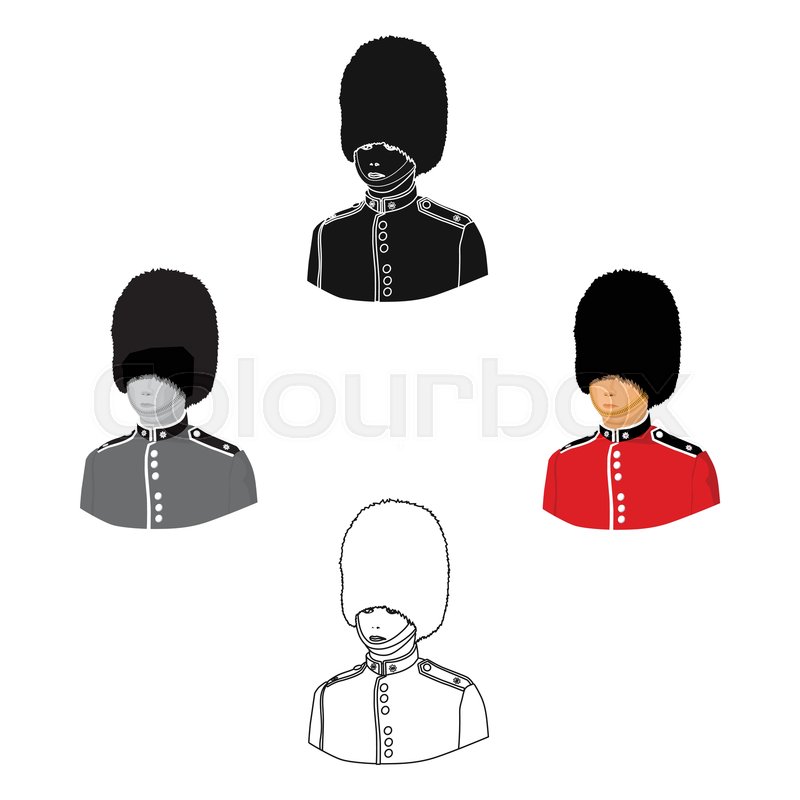 Queen s guard icon in cartoon,black ... | Stock vector | Colourbox