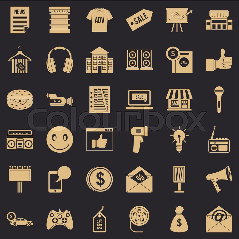 Merchandising icons set. Simple set of ... | Stock vector | Colourbox