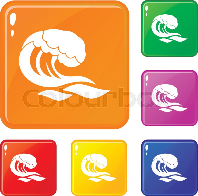 Wave icons set collection vector 6 ... | Stock vector | Colourbox