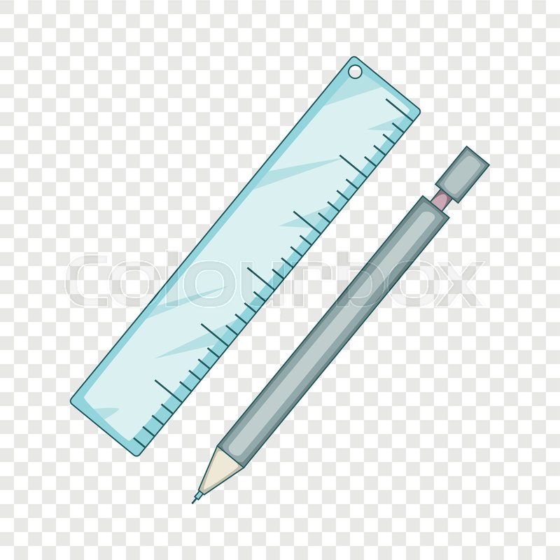 Pencil and ruler icon. Cartoon ... | Stock vector | Colourbox