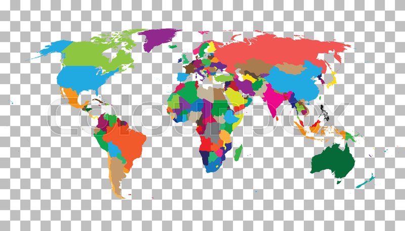 Blank colorful world map on isolated ... | Stock vector | Colourbox
