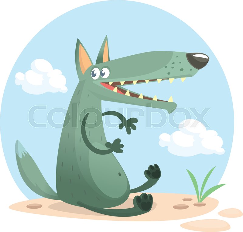 Cute and funny cartoon wolf character ... | Stock vector | Colourbox