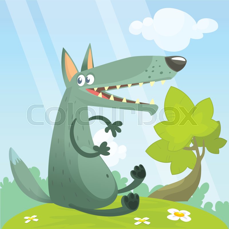 Cute cartoon wolf character. Wild ... | Stock vector | Colourbox