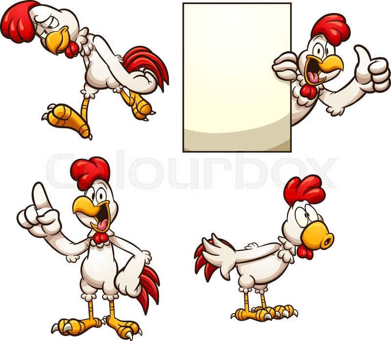 Cartoon chicken in different poses ... | Stock vector | Colourbox