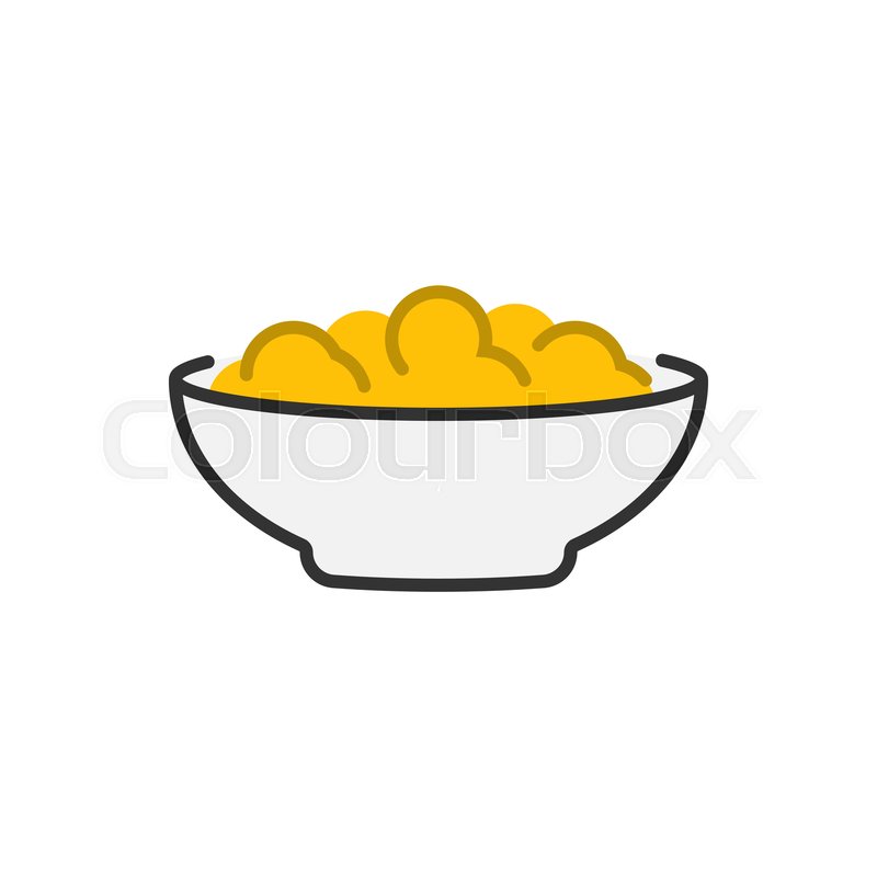 Corn flakes icon, cereal in bowl ... | Stock vector | Colourbox