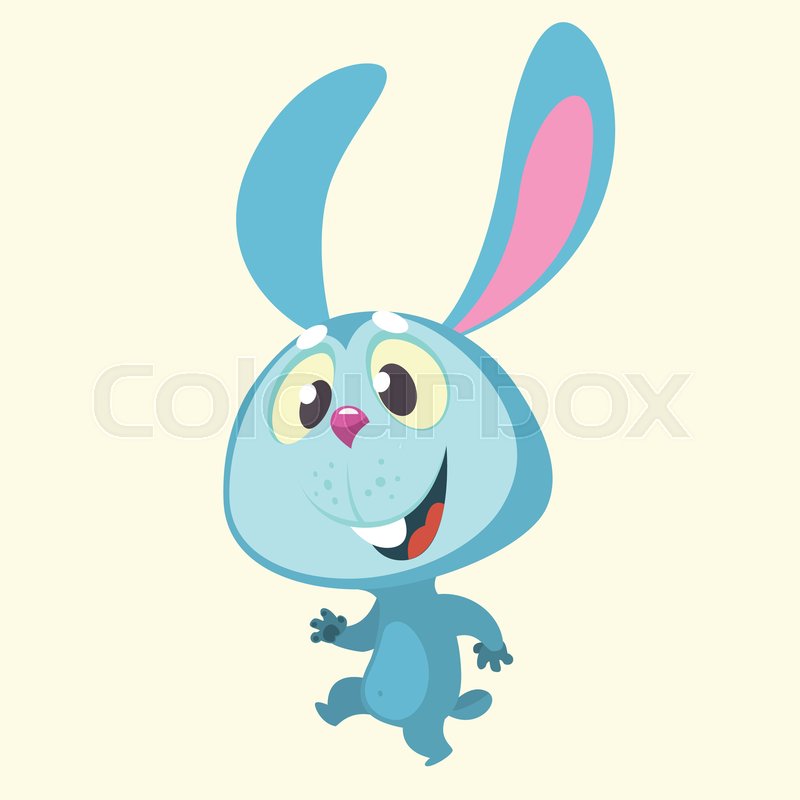 Cute cartoon blue bunny rabbit ... | Stock vector | Colourbox