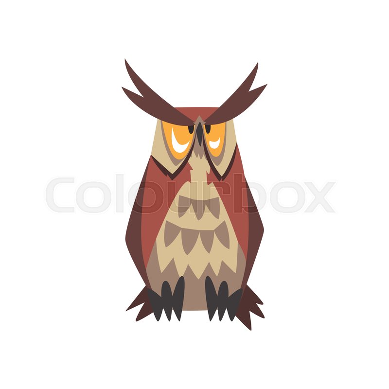 Great Horned Owl Bird Character, ... | Stock vector | Colourbox