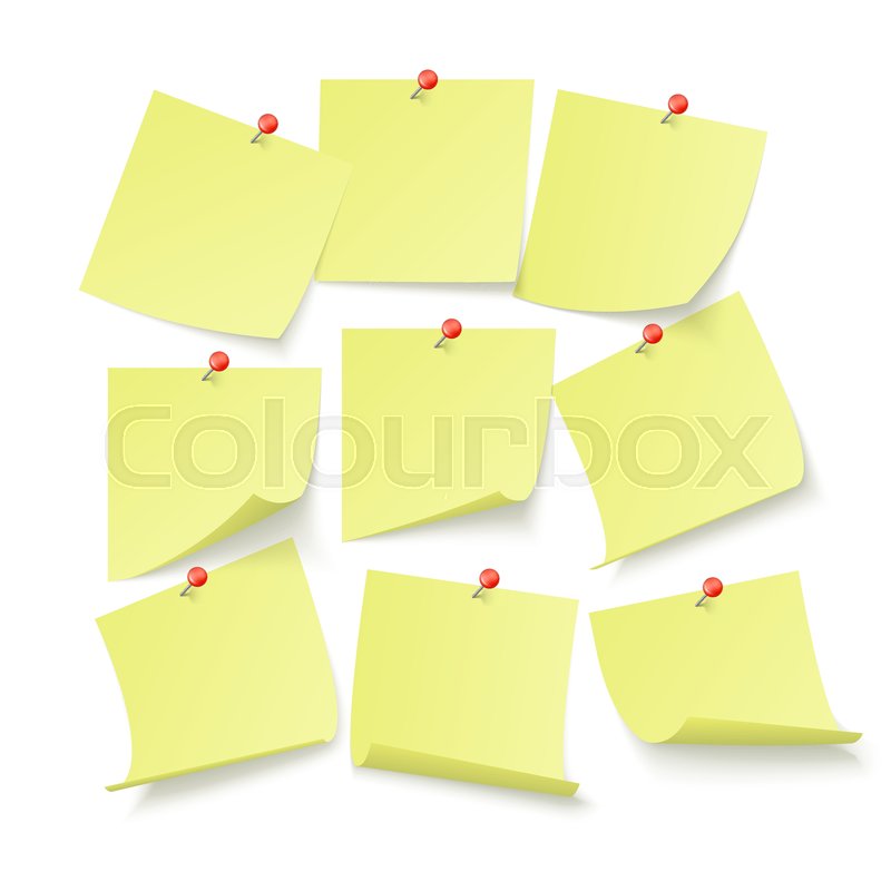 Set of yellow office stickers with ... | Stock vector | Colourbox