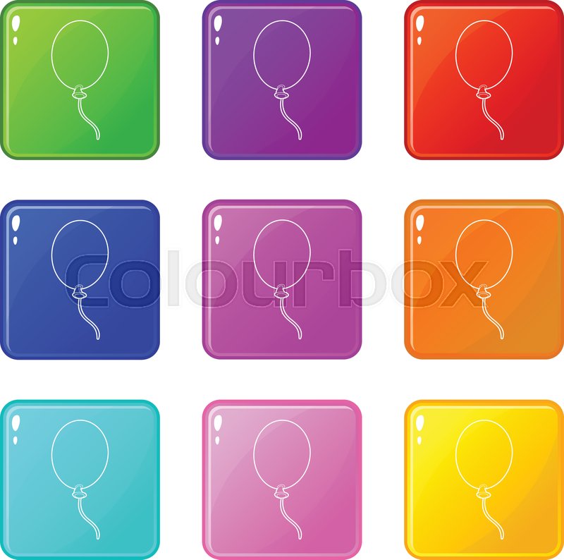 Balloon icons set 9 color collection ... | Stock vector | Colourbox