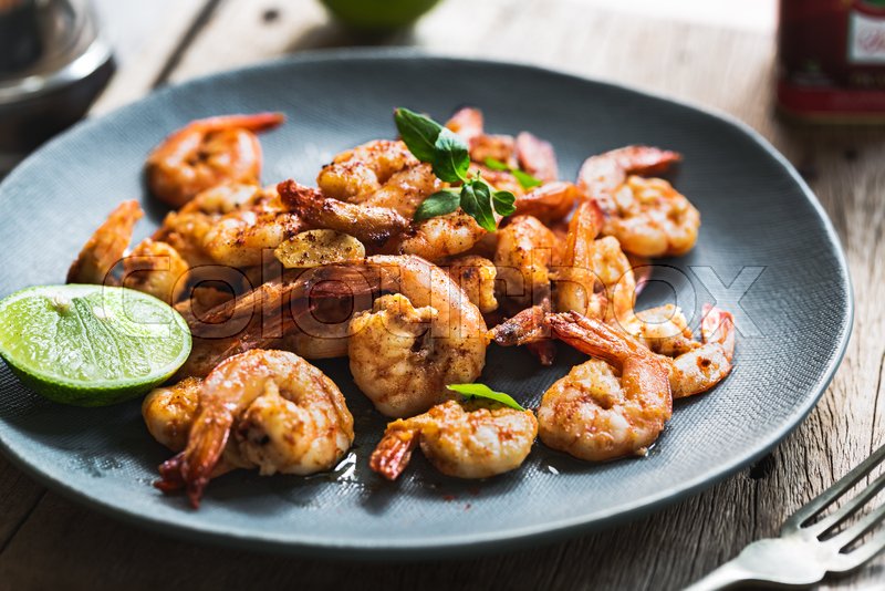 Sauteed Prawns with Garlic and Pimenton ... | Stock image | Colourbox
