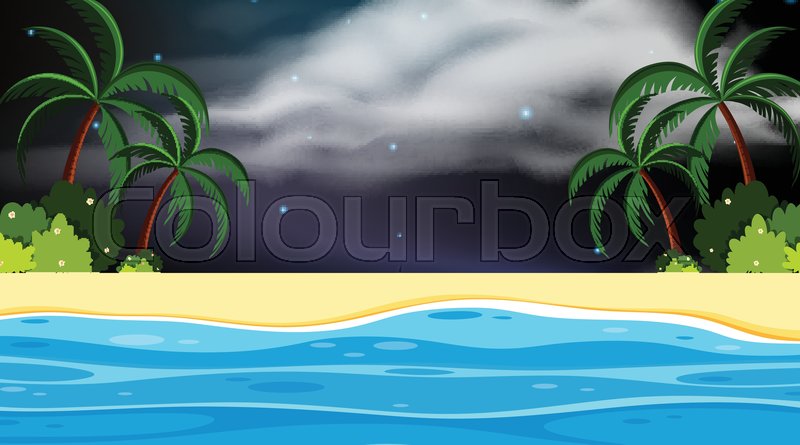 A simple beach night scene ... | Stock vector | Colourbox