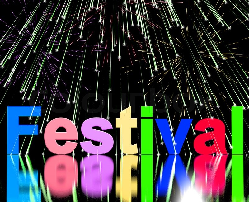 Festival Word With Fireworks Showing Entertainment Event Or Party ...