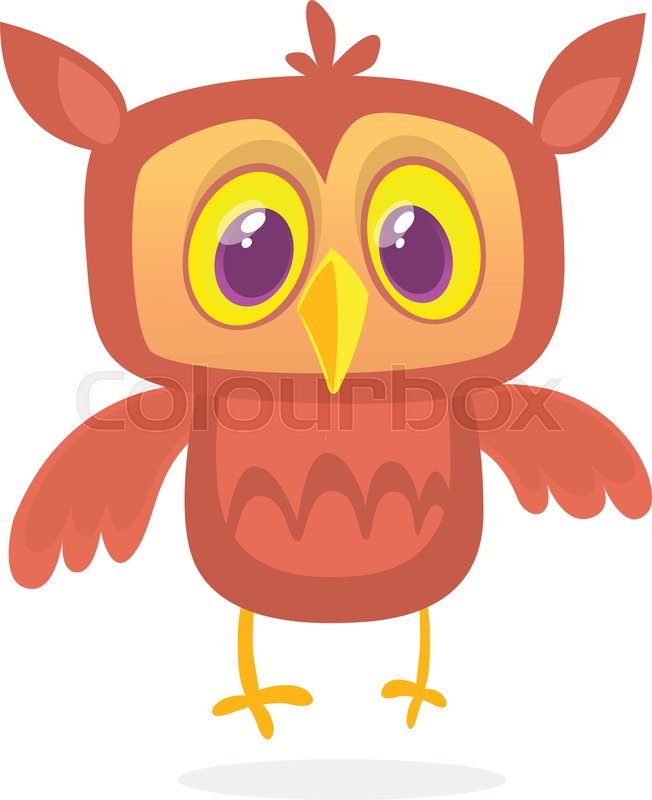 Funny cartoon owl with big eyes. ... | Stock vector | Colourbox