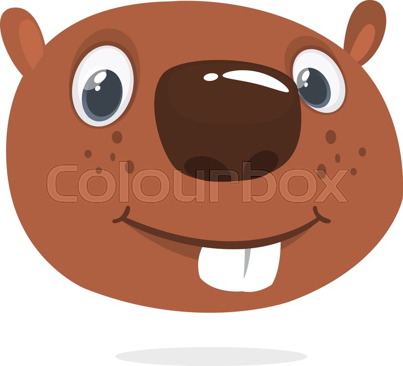 Cute cartoon beaver head icon smiling. ... | Stock vector | Colourbox