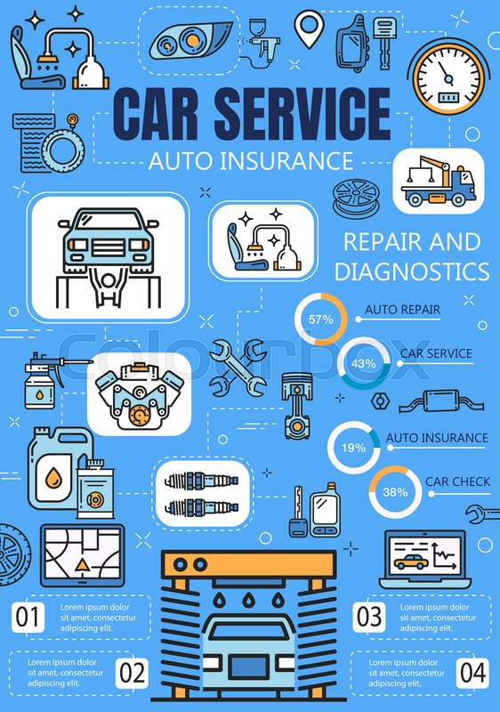 Car service and auto insurance vector ... | Stock vector | Colourbox