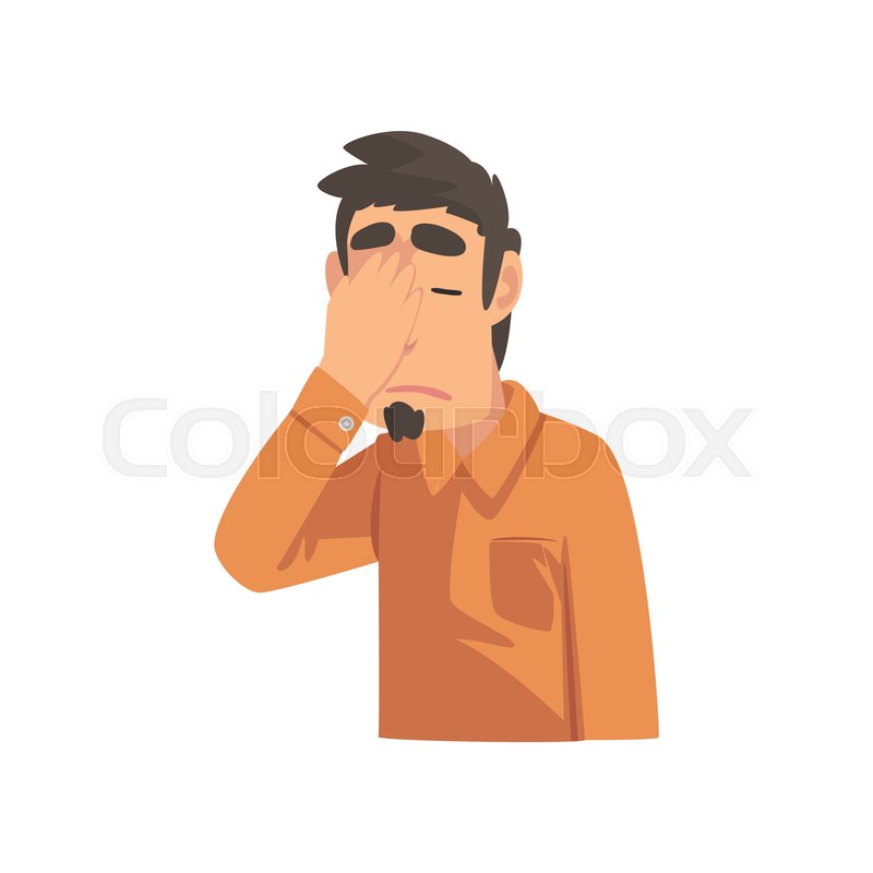 Disappointed Young Man Covering His ... | Stock vector | Colourbox