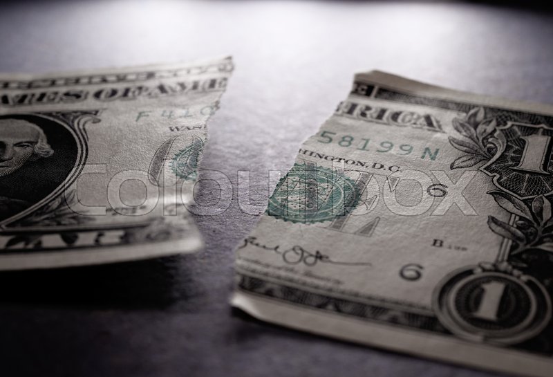 Macro Close up of torn dollars | Stock image | Colourbox