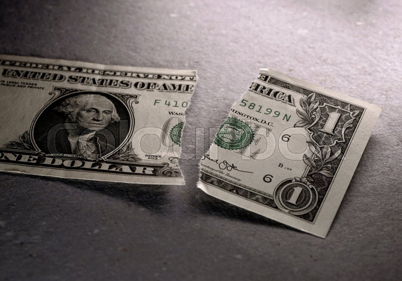 Macro Close up of torn dollars | Stock image | Colourbox