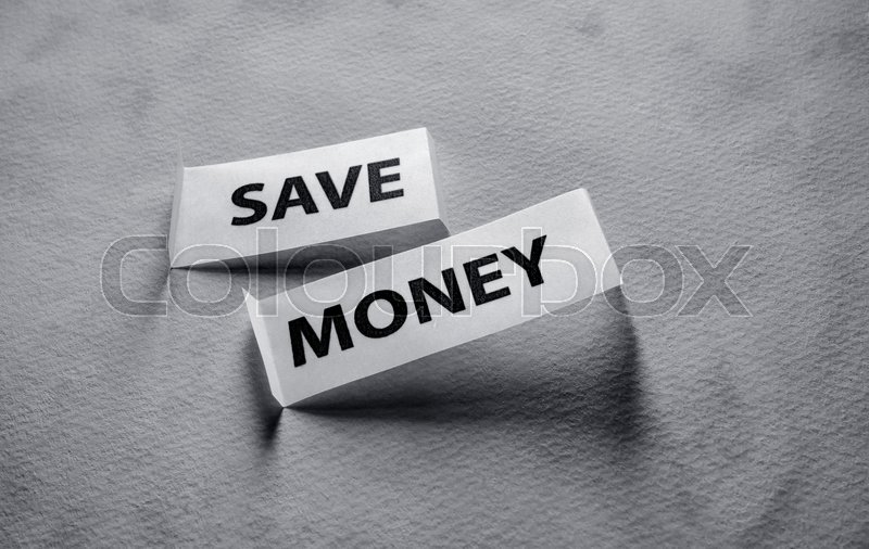 Close up of a Save money tag label | Stock image | Colourbox