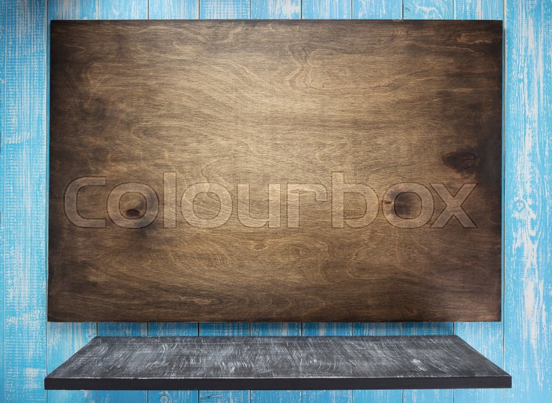 Sign board at wooden background texture ... | Stock image | Colourbox