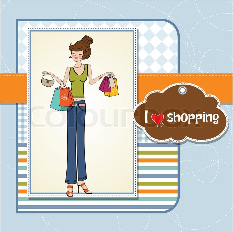 Pretty young lady at shopping | Stock vector | Colourbox